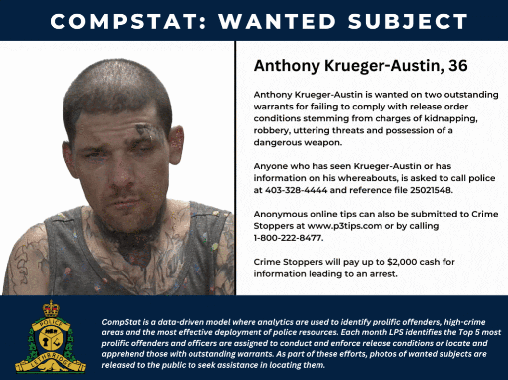 Anthony Krueger-Austin watned by Lethbridge police – Crime in Canada