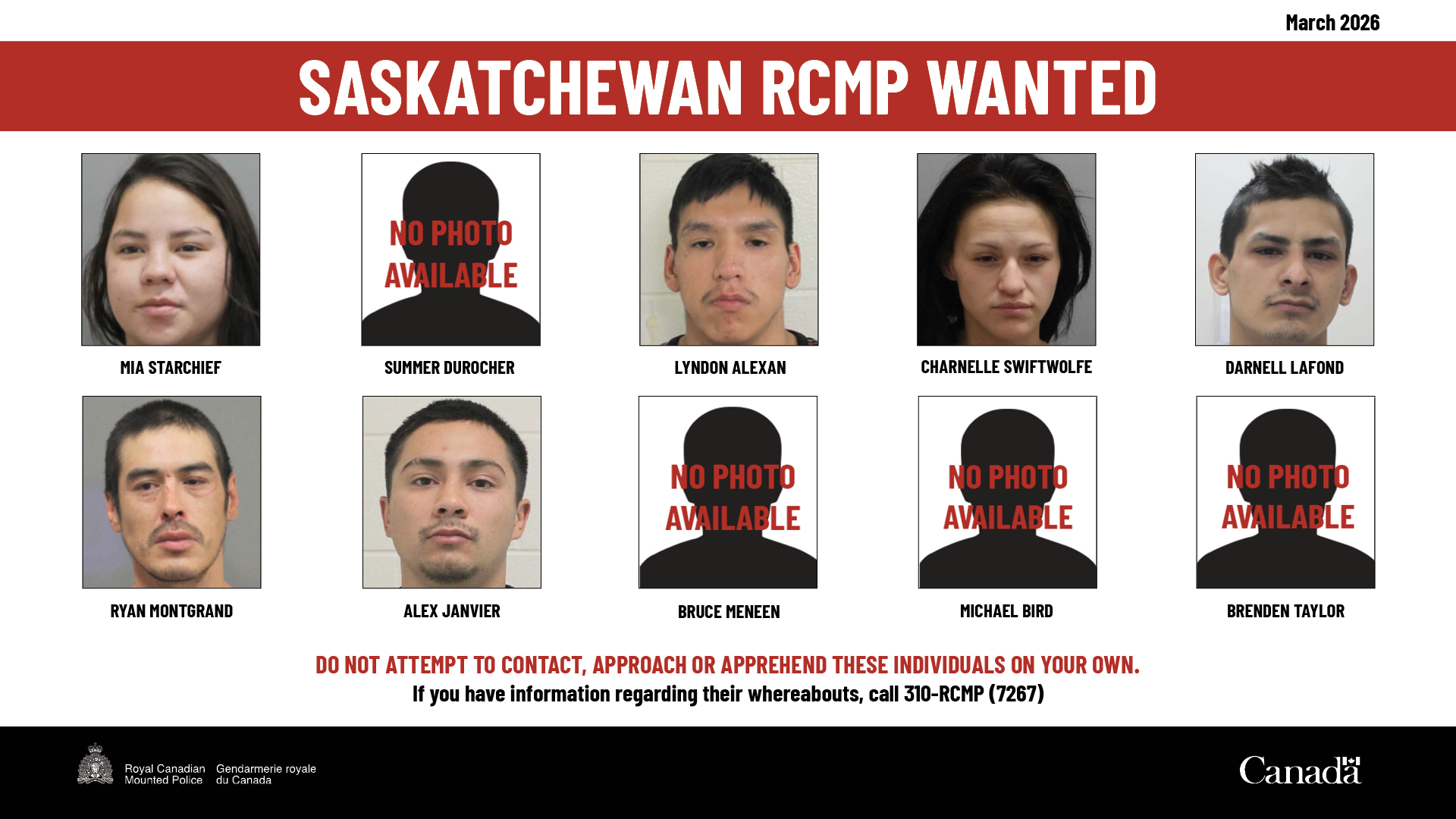 Sask. RCMP releases list of wanted people – Crime in Western Canada